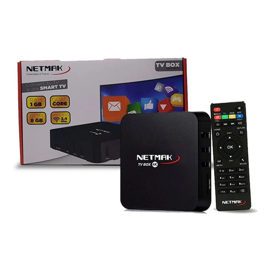 Caja De TV Inteligente 4K 1GB / 8GB TvBox Netmak - Puntova Informática